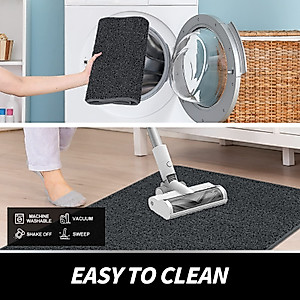 LINLA Indoor Doormat, Super Absorbs Mud Mat, Washable Non-Slip Rubber Backing Clean Door Mat for Doorways Inside Dirt Trapper Mats Shoes Scraper, 18x30 Inches Dark Gray