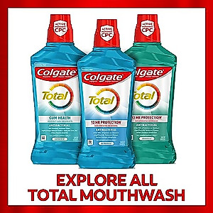 Colgate Total Advanced Pro-Shield Alcohol Free Mouthwash, Antibacterial Formula, Peppermint Blast, 33.8 Ounce