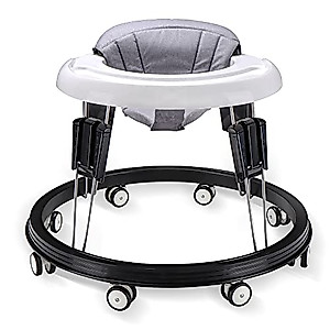 Baby Walker Adjustable Height, ABIOSER Multi-Function Anti-Rollover Folding Walker Suitable for All terrains for Baby Boys and Baby Girls 6-18 Months 9 Heights Adjustable (Gray)