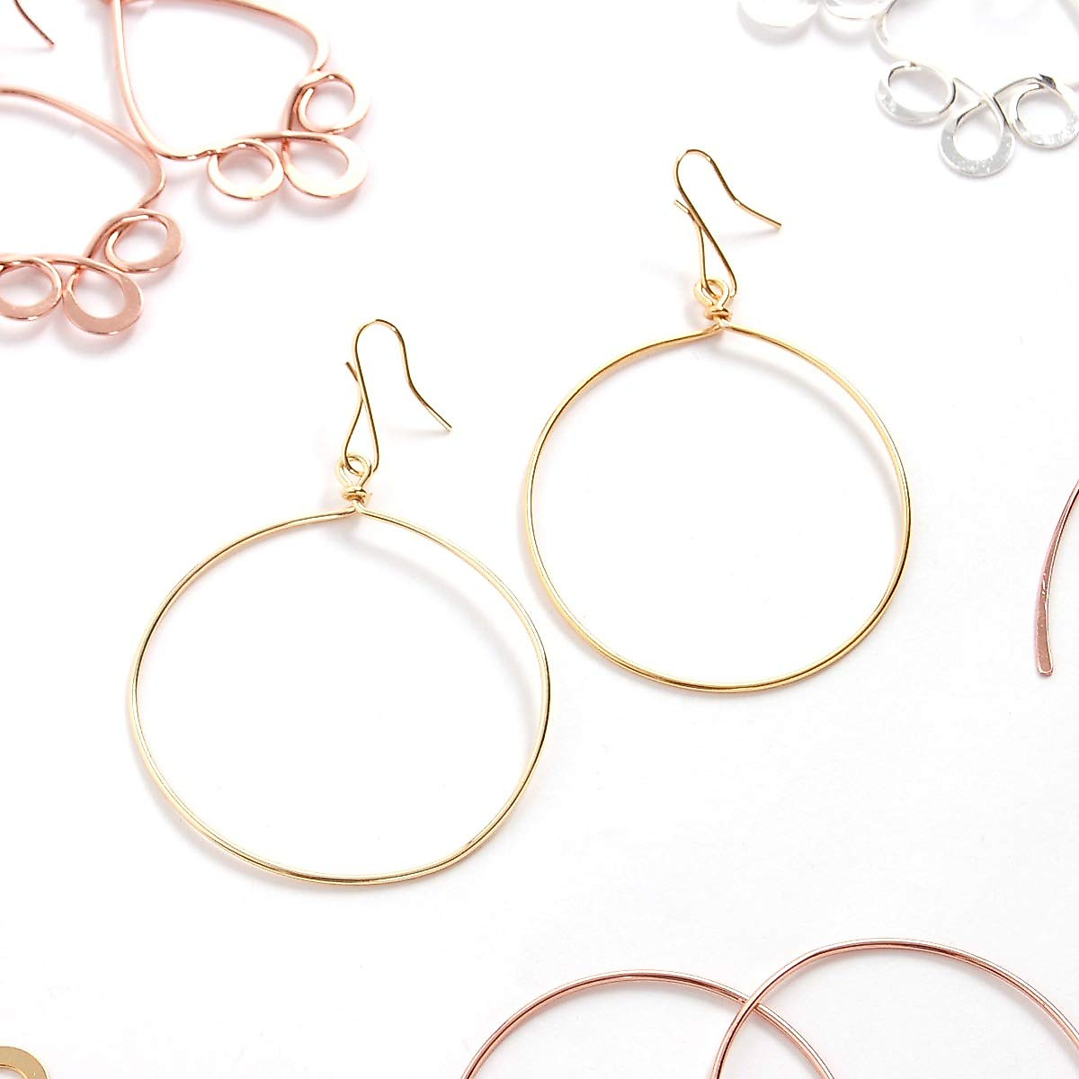 Humble Chic Dangle Hoop Earrings for Women - Large Circle Dangling Earring Hoops - Simple Big Round Geometric Fish-Hook Drop Earrings, Hypoallergenic, Made in USA, 18K Yellow - 2.6" inch