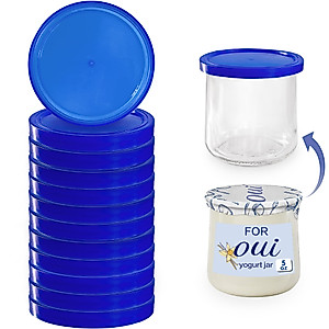Oui Yogurt Jar Lids-12 pack Oui Lids for Yoplait Yogurt Container,Sealed against leaks lids for oui yogurt jars Blue…