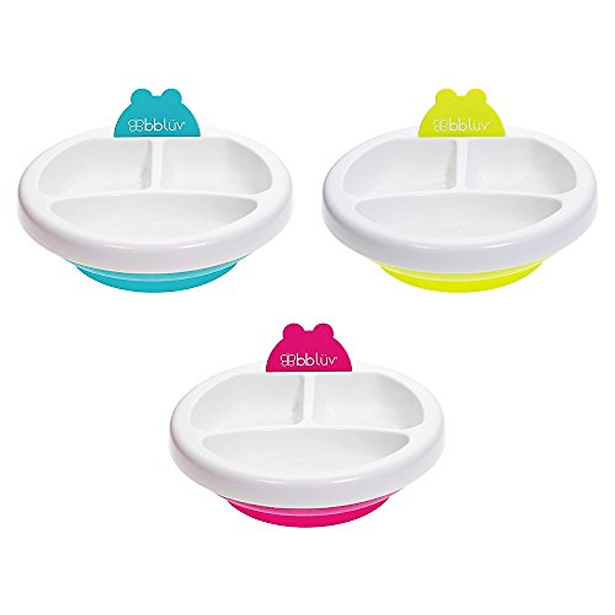 bblüv - Platö - Warming Feeding Plate - 3 Compartments with Suction Base for Baby to Toddler (Lime) - BPA and Phthalate Free
