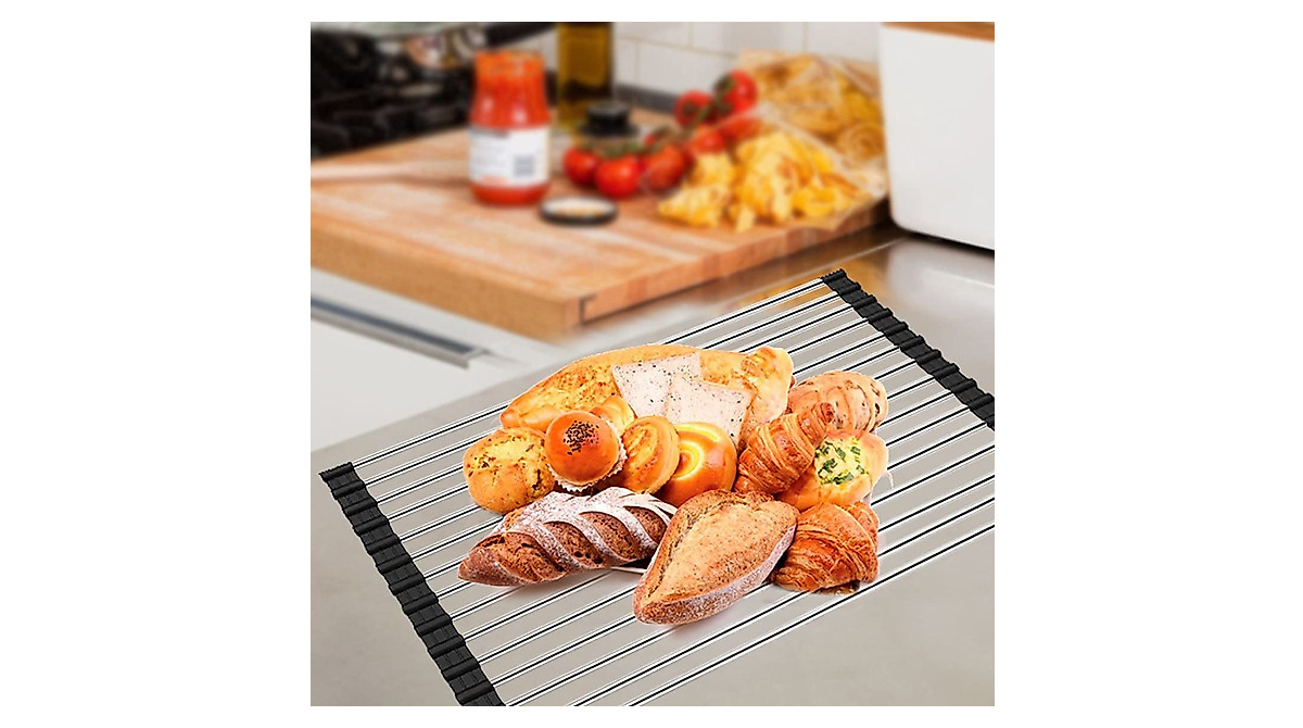 Roll Up Dish Drying Rack for Kitchen Sink - Space-Saving Stainless Steel