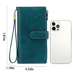 GOIACII Womens Wallets Large Capacity Credit Card Holder Rfid Wallet Women Double Zipper Pocket Leather Bifold Ladies Wristlet Clutch Wallet