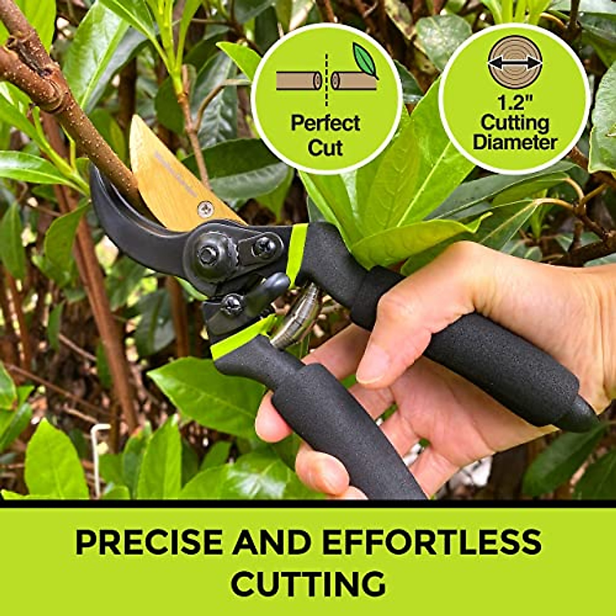 Mueller Soft Grip Garden Pruning Shears, Heavy Duty Pro Series Garden Clippers, Bypass Pruners, Durable Hardened Titanium Blades, 1.2" Cutting Diameter, Blade Lock