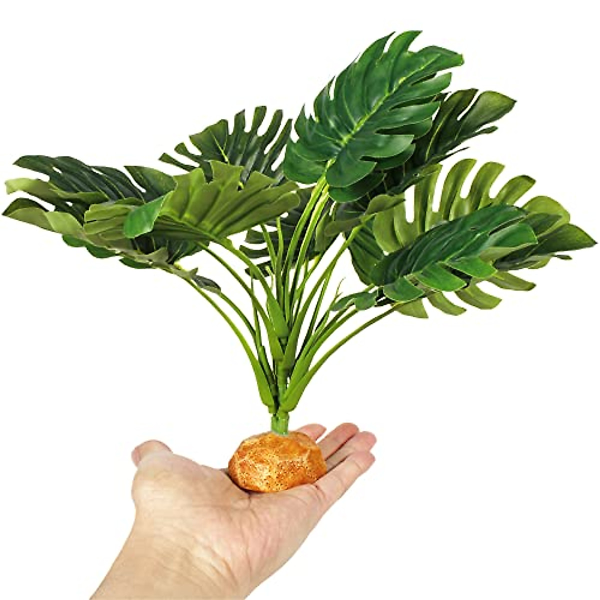 WOLEDOE Fake Monstera Plants, Reptile Terrarium Decor, Bearded Dragon Tank Accessories fit Crested Gecko Leopard Lizard Chameleon Ball Python Snake Frog