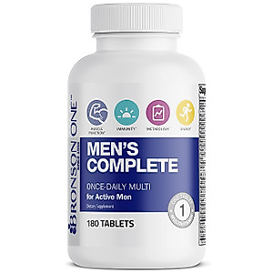 Bronson ONE Daily Men’s Complete Multivitamin Multimineral Once-Daily Multi for Active Men, 180 Tablets