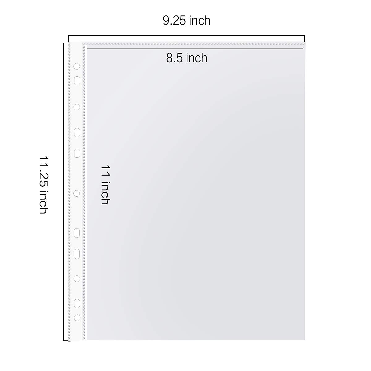 Sheet Protectors, PANDRI 500 Pack Clear Heavy Duty Plastic Page Protectors Sheet Reinforced 11-Hole Fit for 3 Ring Binder Fits Standard 8.5 x 11 Paper, 9.25 x 11.25 Top Loaded, Acid Free
