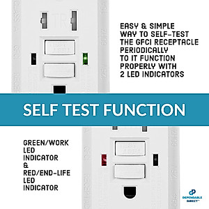 Everelectrix 10 Pack GFCI White Outlet Receptacle, Tamper Resistant GFCI Outlet 20 Amp/125-Volt, Self-Test Function with LED Indicator 20 Amp GFCI Outlets, UL/cUL Listed, Wall Plate Screws Included