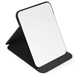 Leather Foldable Compact Vanity Mirror, Personal Frameless Portable Beauty Adjustable Makeup Stand Mirror Muti Use (8 * 6inch)