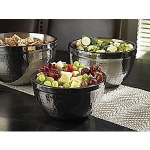NUCU Artisan Insulated, Double-Wall Hammered Stainless Steel Serving Bowl, 14-Ounce Capacity