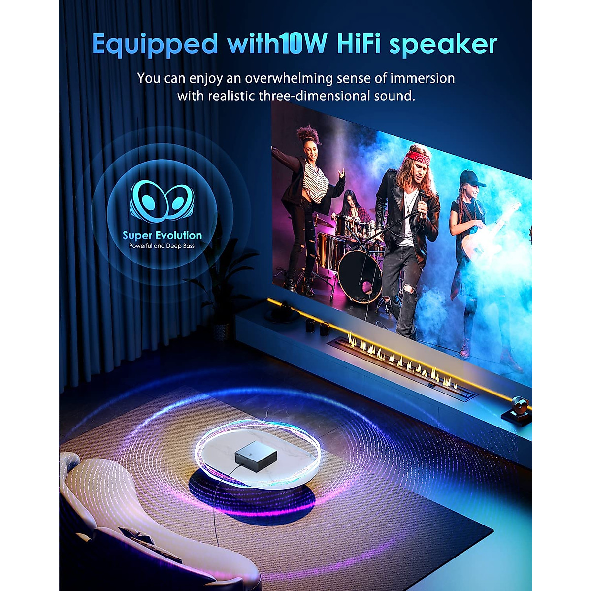 Raydem Portable Projector with 5GHz Wi-Fi & Bluetooth | 1080P, 350 ANSI