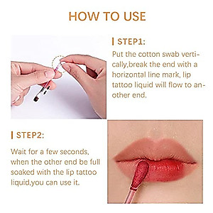 20 Pcs Box Tattoo Lipstick Cigarette Cotton Swab, Disposable Portable Lasting Lip Gloss Lipstick, Durable Waterproof Liquid Non-Stick Lipstick, Lip Tint Stick for Girl Women(Classic-Strawberry Red)