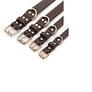 Personalized Dog Collar - Engraved Vegan Soft Leather - Custom Small Medium or Large Size with Name Plate (Large, Brown)