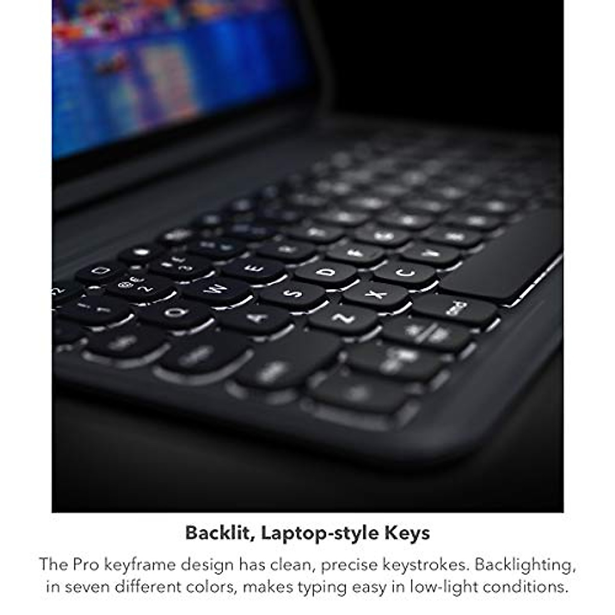 ZAGG Pro Keys Detachable Case and Wireless Keyboard for Apple iPad Pro 10.2", Multi-Device Bluetooth Pairing, Backlit Laptop-Style Keys, Apple Pencil Holder, 6.6ft Drop Protection, Lightweight, Black