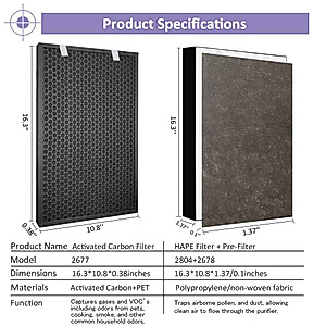 TIMISONL Replacement HEPA + Pre-Filter(2678) and Activated Carbon Filter(2677) for Bissell Air220 and Air320 Air Purifier (1 Set)