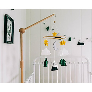 Sorrel + Fern Baby Crib Mobile (Starry Woodland Night, Short Evergreen) - Baby Shower Gift Nursery Decoration for Boys & Girls