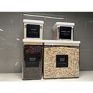 240 Black Minimalist Paper Pantry Labels | 2 1/2 x 2 1/2 inches | Waterproof Vinyl | for Plastic, Metal, Stainless Steel & Glass Containers | Strong Adhering, Removable