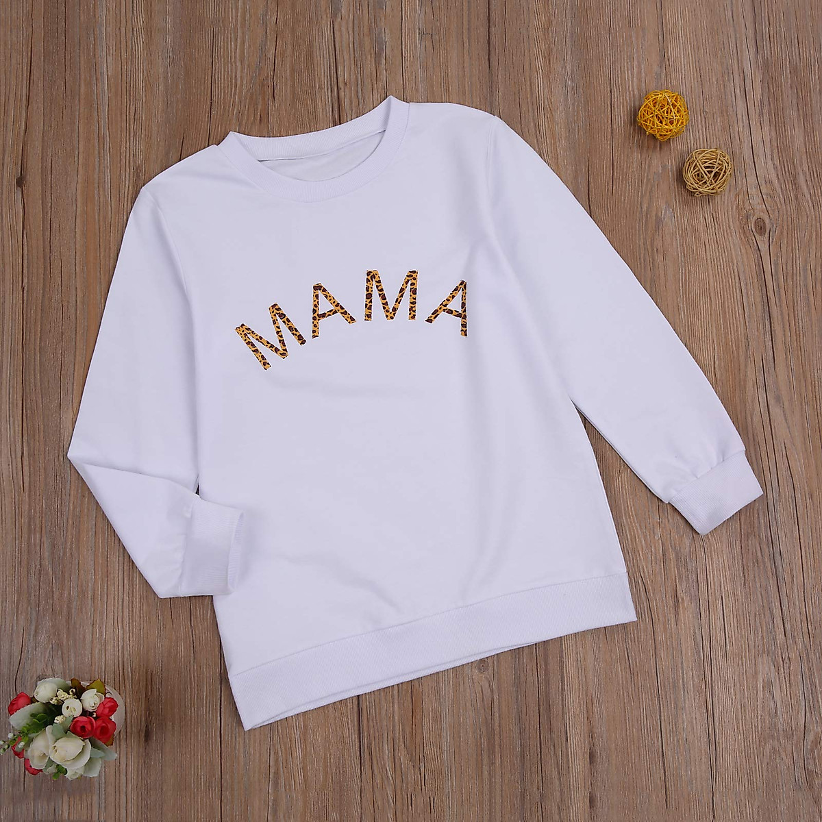 Mommy and Me Matching T-Shirt Letters Print Long Sleeve Pullover Sweater Tops Blouse Family Fall Outfit (for Mama, M)