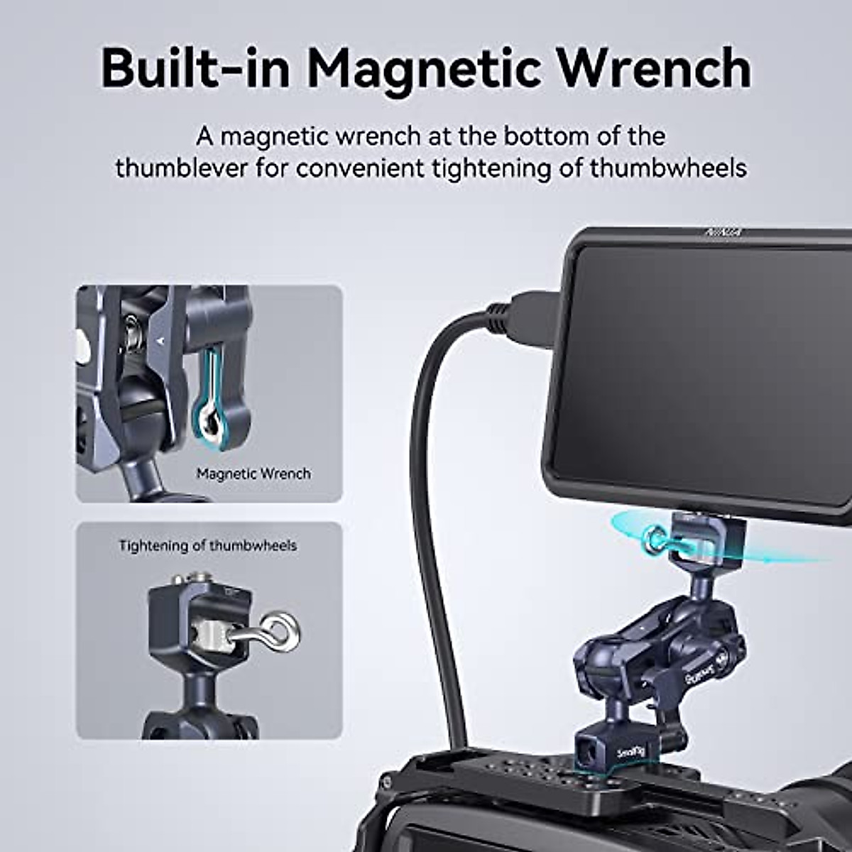 SmallRig Articulating Magic Arm with NATO Clamp and 1/4"-20 Screw (with Retractable Pins), 360 Degree Rotation, Max Load of 12 Ib Magic Arm for Field Monitor, Camera and Lights 3875