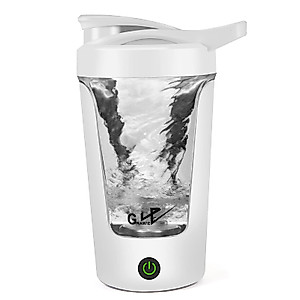 Gnawiew Electric Protein Shaker Bottle - BPA Free Type-c Charging 12 0Z Clear Portable Powder mini Small Water Cup, For out door Gym Pre Workout(White)