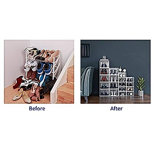 Sneaker Storage,Shoe Boxes Clear Plastic Stackable 18 Pack Fit up to US Size 14,9 Medium and 9 Large,White