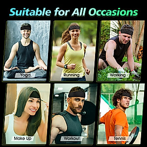 Sweat Bands Headbands for Men Women, Cooling Headband Pack of 4 Workout Sweatbands Moisture Wicking Absorbent Head Bands, Stretch No Slip Men's Headbands for Yoga Running Sports Hiking