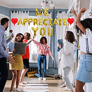 LOONELO We Appreciate You Foil Balloons, 2024 Appreciation Week Hanging Foil Balloons Banner, Thank You Balloons for Wedding Congrats Grad National Nurses Week Happy Retirement Party Decor (Gold)
