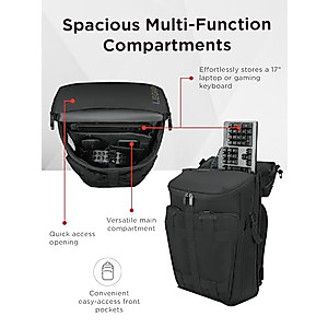 Lenovo Legion Active 17-inch Gaming Backpack - Black - Laptop Compartment - Durable & Water Resistant - Water Bottle Pocket