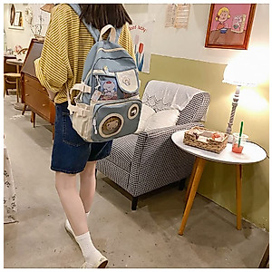 EGEN Kawaii Backpack Back to School Essential Large Capacity Aesthetic Backpack (Blue)