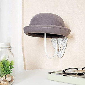 MyGift Vintage Black Metal Wall Mounted Hat Holder Rack for Wig, Cap, Fedora, Helmets, Set of 2