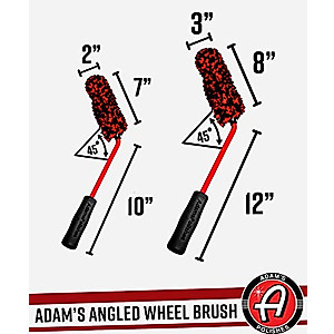 Adam's Angled Wheel Detailing Brush - Car Cleaning Wheel Brush | Use W/Wheel Cleaner, Rim Cleaner, Chrome Cleaner | Car Wash Brush Cleans Brake Dust from Barrels & Hard to Reach Areas (Bundle)