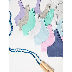 Fruit of the Loom girls Cotton Built-up Stretch Sports training bras, Heather Grey/Bittersweet Pink/White, 38 US