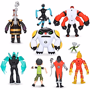 Figures Based on Ben Action Figures - 9PCS Toys Anime Character Figurines with Cake Toppers, Alien Hero Themed Party Decor Birthday Party Cake Decoration Supplies