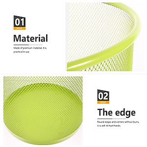MAGICLULU Mesh Waste Basket Round Trash Can Open Top Wastebasket Recycling Bins Garbage Waste Basket Metal Trash Bin for Home Office Workspace Green
