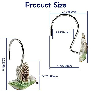 RoomTalks Flowers Leaves Birds Shower Curtain Hooks Rings for Bathroom, Rust Resistant Metal Decorative Shower Hooks Rings for Spring Boho Floral Plant Botanical Wildflowers Shower Curtains