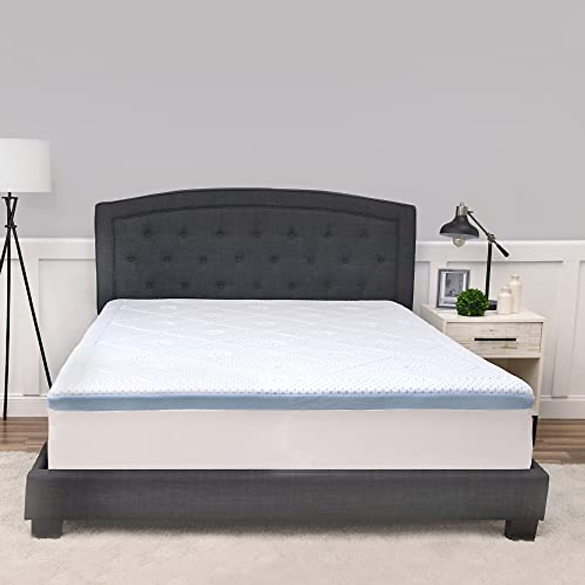 SensorPEDIC SensorCOOL 3-Inch Quilted Gel-Infused Memory Foam Bed Topper, California King, White