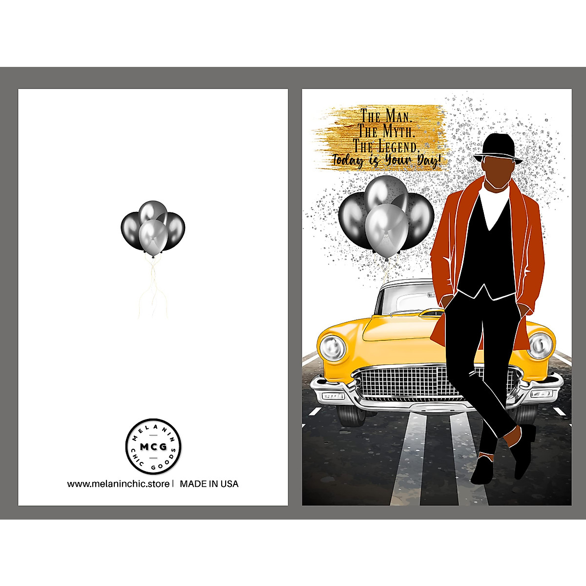 6 Pack African American Birthday Greeting Cards, Masculine Birthday Card, Black Men King Happy Birthday card for Husband