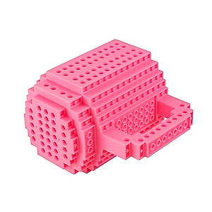 Gvendo Build on Brick Coffee Mug, Fun Gaming Mugs with Handle DIY Pink Large Coffee Cup Funny Gifts for Men Women Office Work or Childhood Education