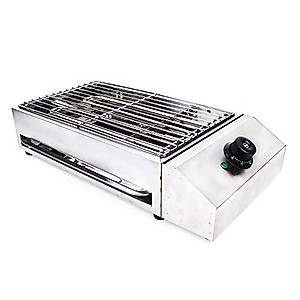 PIAOCAIYIN Gas BBQ Grill, 2 Burner LPG portable grill, Stainless Steel Camping Party BBQ Tabletop, Adjustable Height Propane Tabletop Gas Grill, Smokeless Outdoor Barbecue Cooker for Camping Cooking