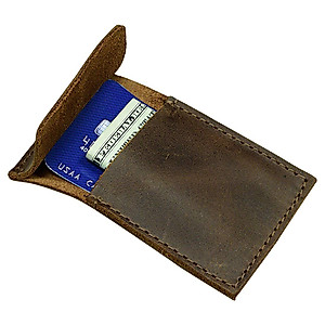 Hide & Drink, Leather Minimalist Card Holder W/Flap, Holds up to 3 Cards, Front Pocket Wallet, Stylish Organizer, Handmade Includes 101 Year Warranty :: Bourbon Brown
