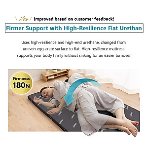 EMOOR 2in Tri-Fold Underlay Mattress Sleeping Mat Start High Resilience Foam 30D/180N Twin (77x38in) Gray, Removable Washable Cover