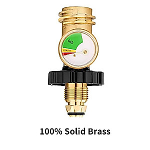 REFFU POL Propane Tank Adapter with Gauge Converts POL LP Tank Service Valve to QCC1 / Type 1, Old to New Connection Type, Propane Tank Gauge for BBQ Gas Grill, Propane Cylinder,RV Camper,Heater