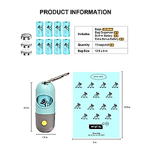 Potaroma Dog Poop Bags, 8 Rolls Guaranteed Leak-Proof Doggie Poop Bags, Extra Thick Waste Bags, Lavender Scented, 120 Count, Includes Flashlight Bag Dispenser Holder