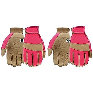 Miracle-Gro MG86205 General Utility Gloves – [Medium/Large], Synthetic Leather Padded Palm Gloves, Spandex Back, Adjustable Hook and Loop Wrist, 1 Count (Pack of 2)