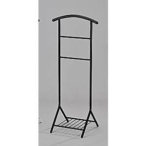 Kings Brand Furniture - Amos Black Metal Wardrobe Suit Valet Stand Organizer, Clothes Rack, Contour Hanger, Trouser Shoe Rack