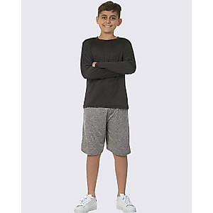 4 Pack:Boys Youth Active Wear Athletic Quick Dry-Fit Moisture Wicking Performance Basketball Gym Essentials Sport Long Sleeve Crew Undershirt Tee Top Top-Set 3, Medium