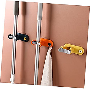 GRIRIW 4pcs Broom Organizer Broom Hanger Organizer Wall Mount Clothes Rack Multi Purpose Hanger Wall Mounted Mop Hanger Broom Storage Holder Mop Hooks Wall Mounted Mop Holder Blue