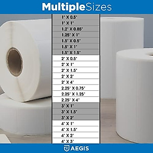 Aegis Adhesives - 2 ¼” X 1 ¼” Direct Thermal Labels for Barcodes, Address, Perforated & Compatible Rollo, Zebra, & Other Desktop Label Printers (12 Rolls, 1000/Roll)