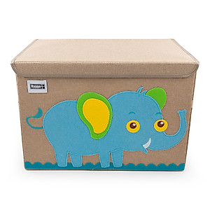 HYGGE + Animial Toy Storage Bin with Lid 20.8" x 13" x 13" Durable fabric & lightweight design. Great for storing toys, books, linens, games, clothing, baby products & more! (Safari Pack)